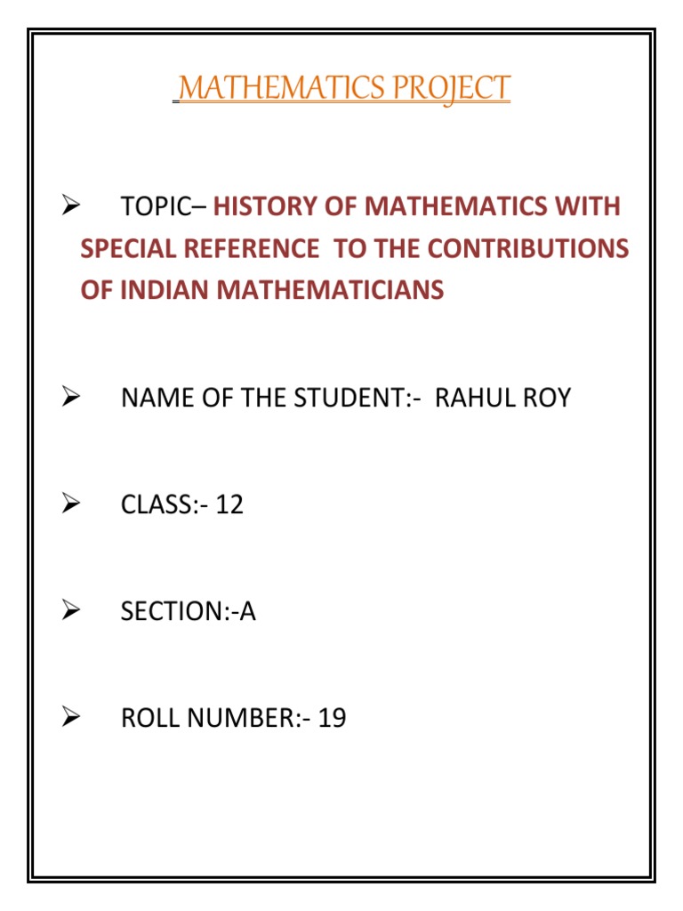 A History of Mathematics: Contributions of Indian Mathematicians | PDF ...