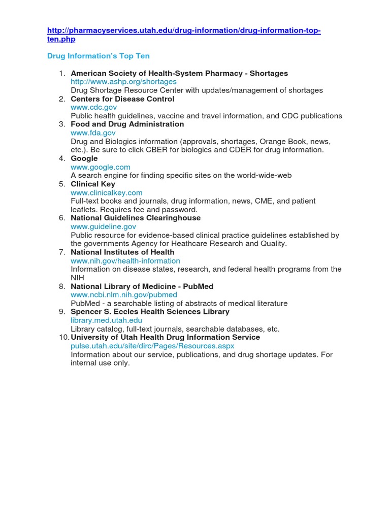 Top Resources for Drug Information | PDF | Clinical Trial ...