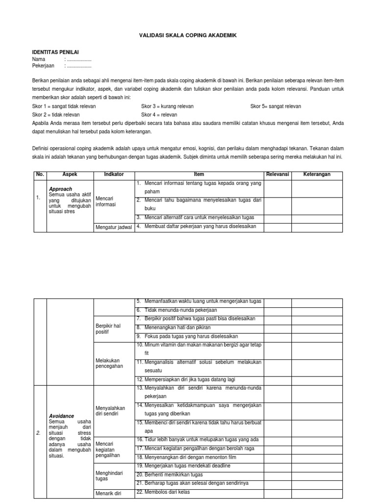 Contoh Format Validitas Isi | PDF