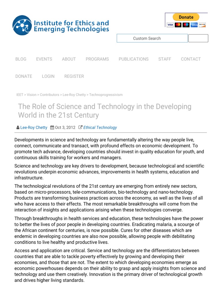 The Role of Science and Technology in Developing Countries: Promoting ...