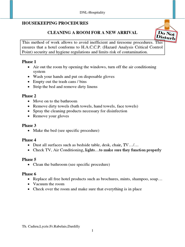 4 Cleaning A Room PDF | PDF | Housekeeping | Hygiene