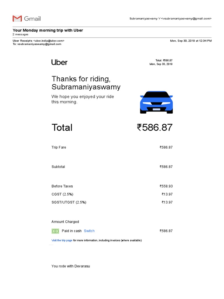 Bill Uber | PDF | Taxation | Payments