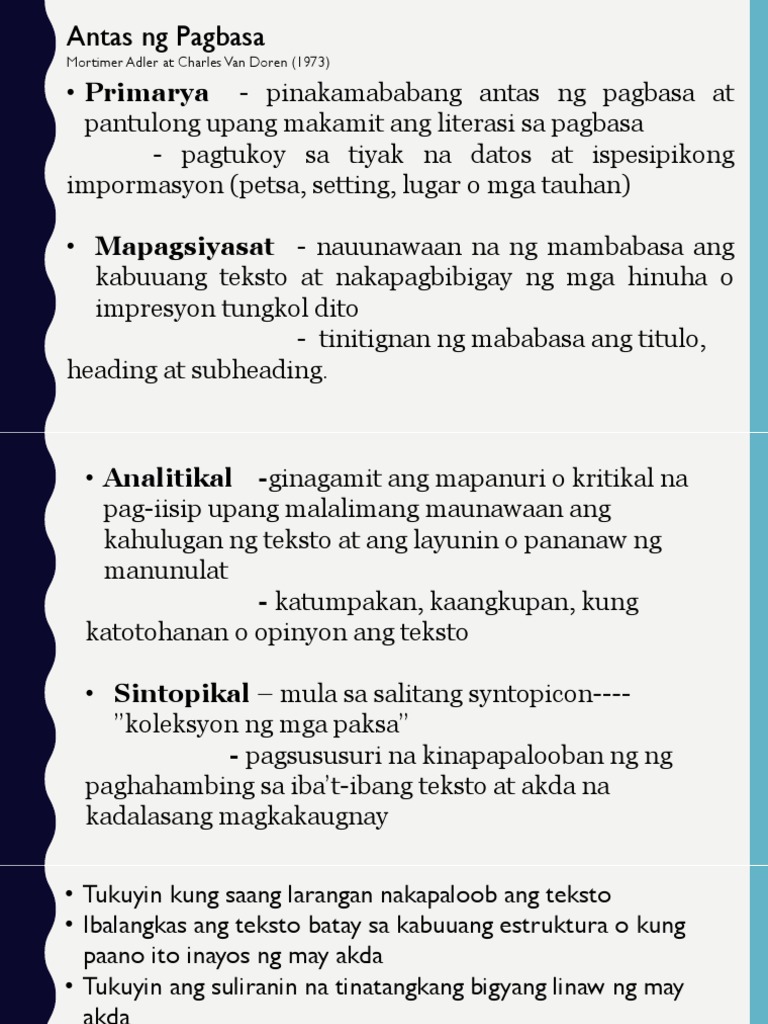 Antas NG Pagbasa | PDF