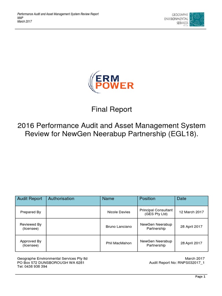 2016 Performance Audit and Asset Management System Review Report | PDF ...