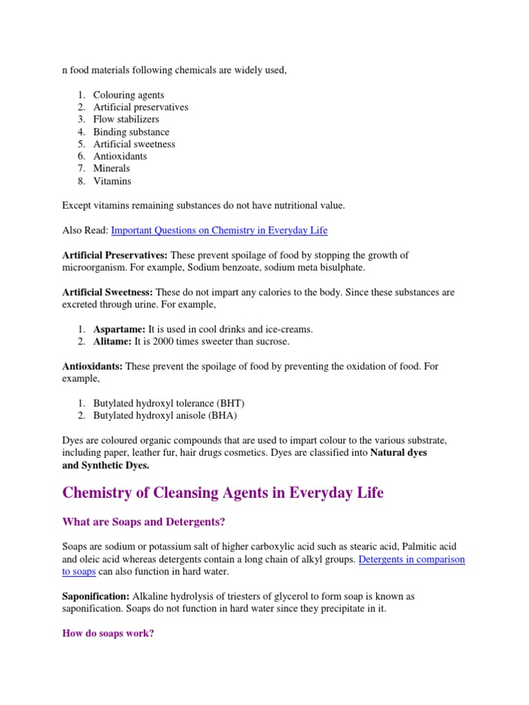 Chemistry in Everyday Life | PDF | Soap | Ultraviolet
