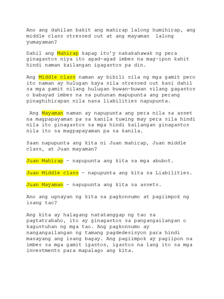 Ano Ang Dahilan Bakit Ang Mahirap Lalong Humihirap | PDF