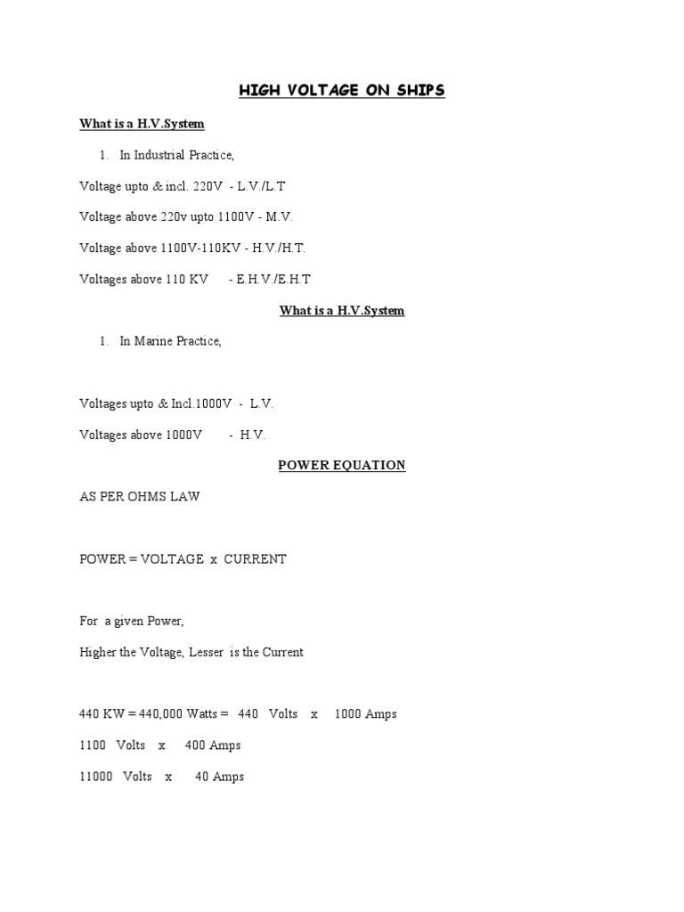 High Voltage On Ships | PDF | Capacitor | Insulator (Electricity)