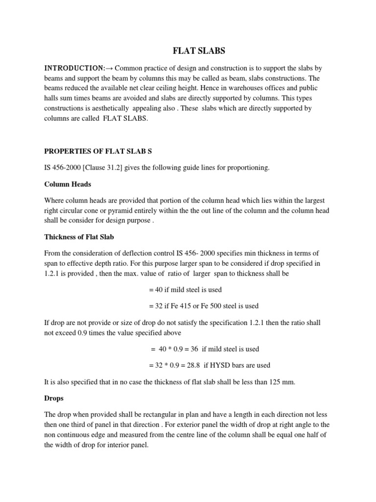 Flat Slab Design and Specifications | PDF | Column | Beam (Structure)