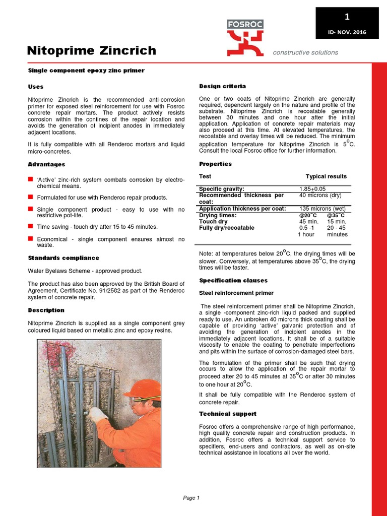 Nitoprime Zincrich: Constructive Solutions | PDF | Corrosion | Concrete