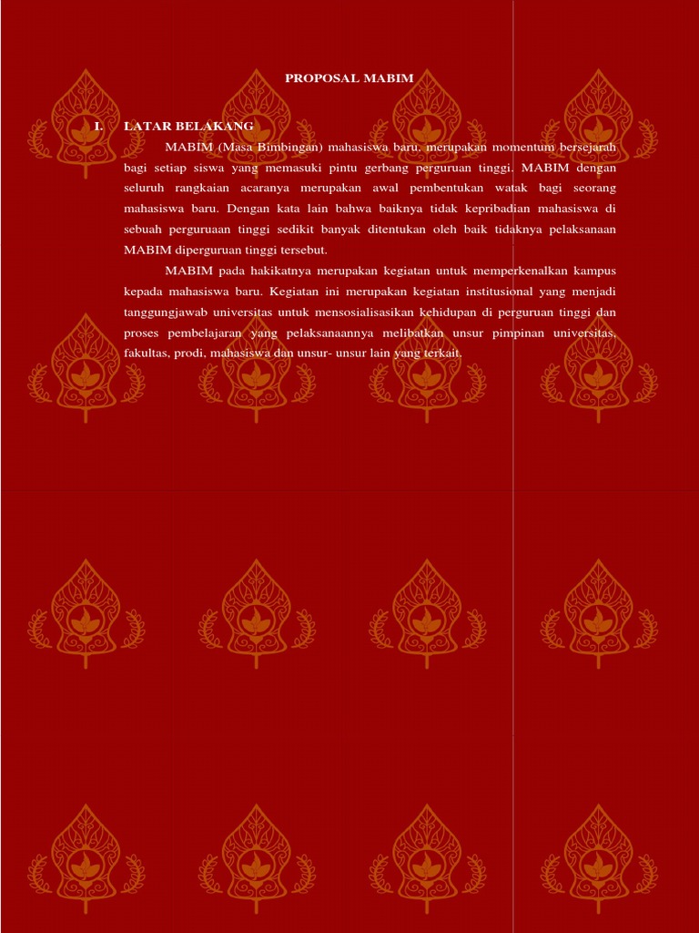 Proposal MABIM Mahasiswa Baru | PDF