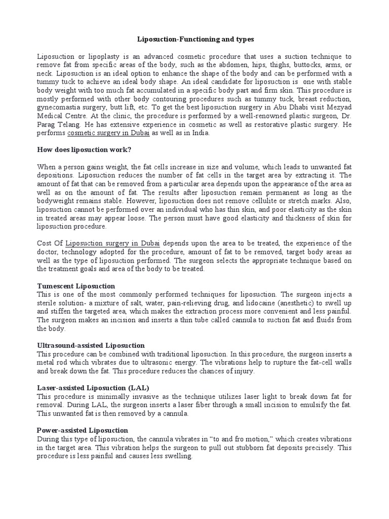 Liposuction-Functioning and Types | Download Free PDF | Body Shape ...