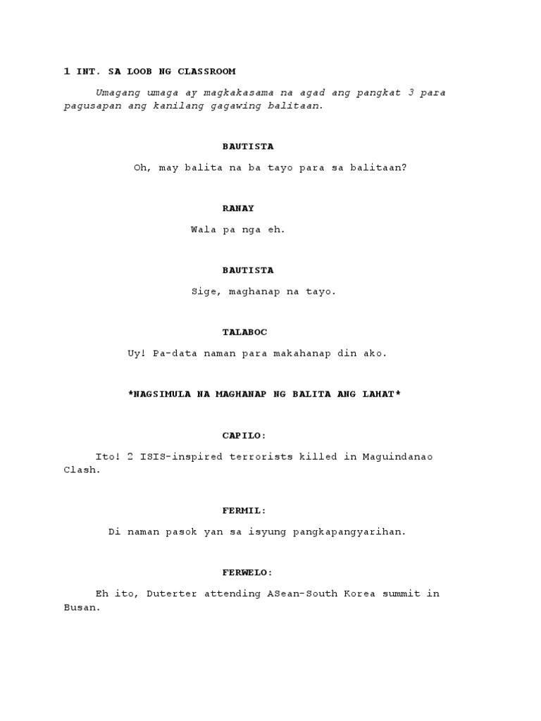 Balitaan Script | PDF