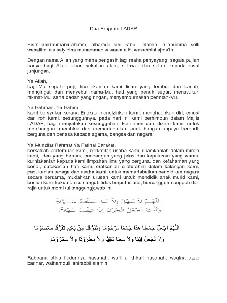 Doa Program Ladap | PDF