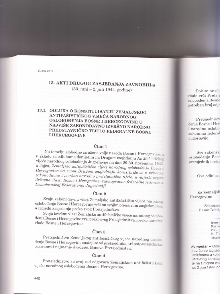 Drugo Zasjedanje ZAVNOBiH | PDF