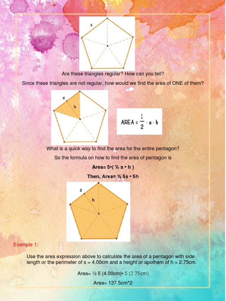 Area 5 - ( S - H) Then, Area 5s - 5h: Example 1 | PDF
