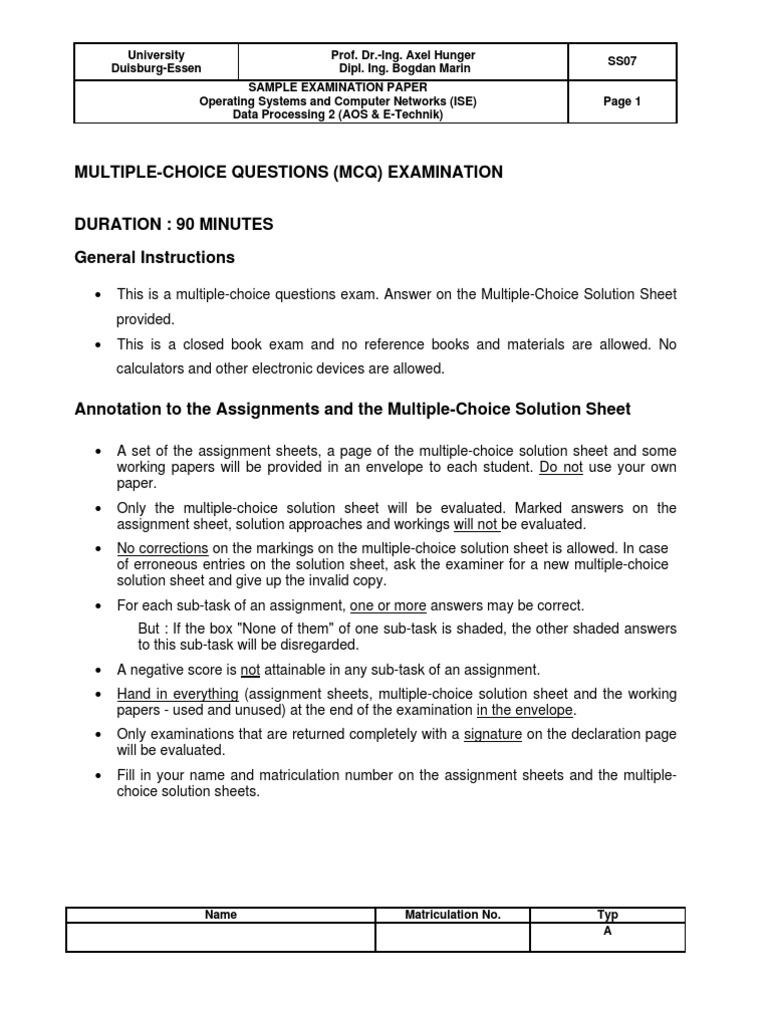 Multiple-Choice Questions (MCQ) Examination | PDF | Multiple Choice | Computer Data Storage