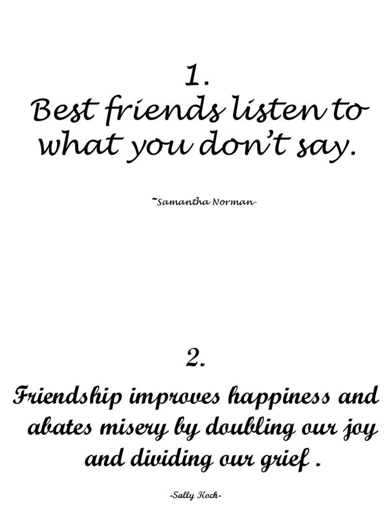 Best Friends Listen To What You Don't Say.: Samantha Norman | PDF