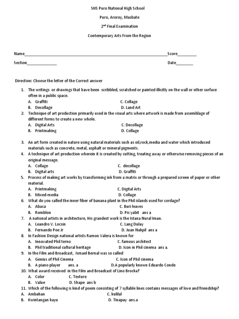 SHS Puro National High School | PDF | Printmaking | Collage