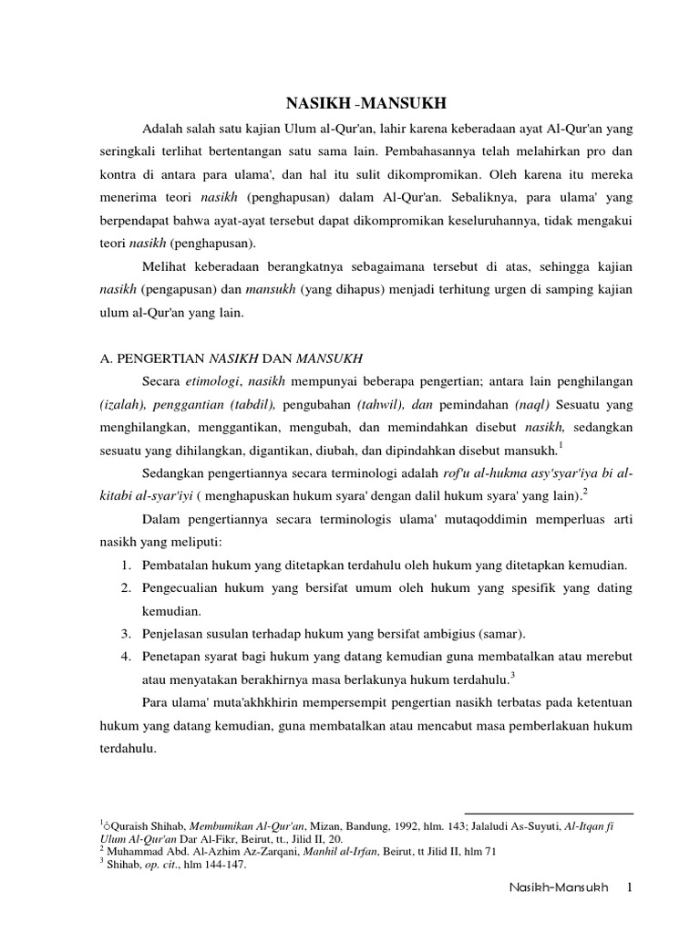 Ulumul Qur'an Nasikh Mansukh | PDF