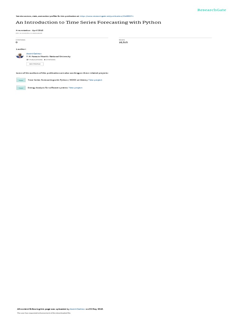 Gakhov Time Series Forecasting With Python | PDF | Autoregressive Integrated Moving Average ...