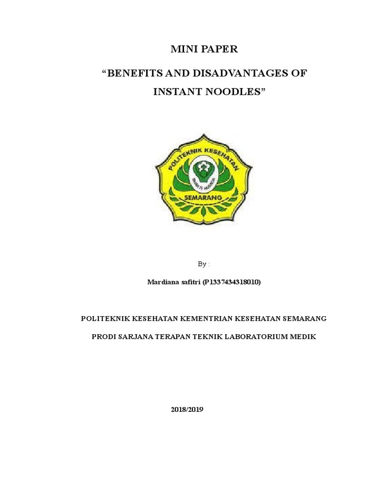 Mini Paper "Benefits and Disadvantages of Instant Noodles": Mardiana ...