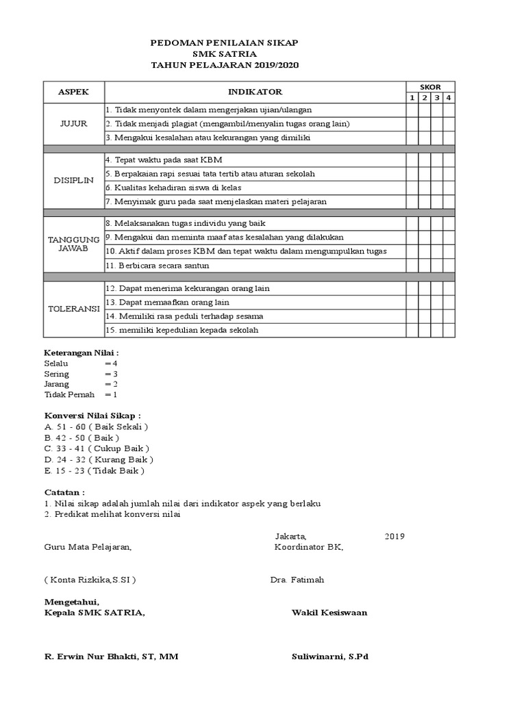 Format Penilaian PTS | PDF