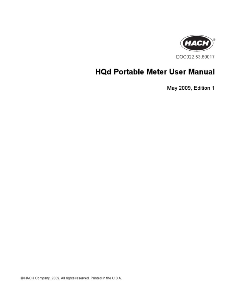 HQD Portable Meter User Manual: May 2009, Edition 1 | PDF | Usb ...