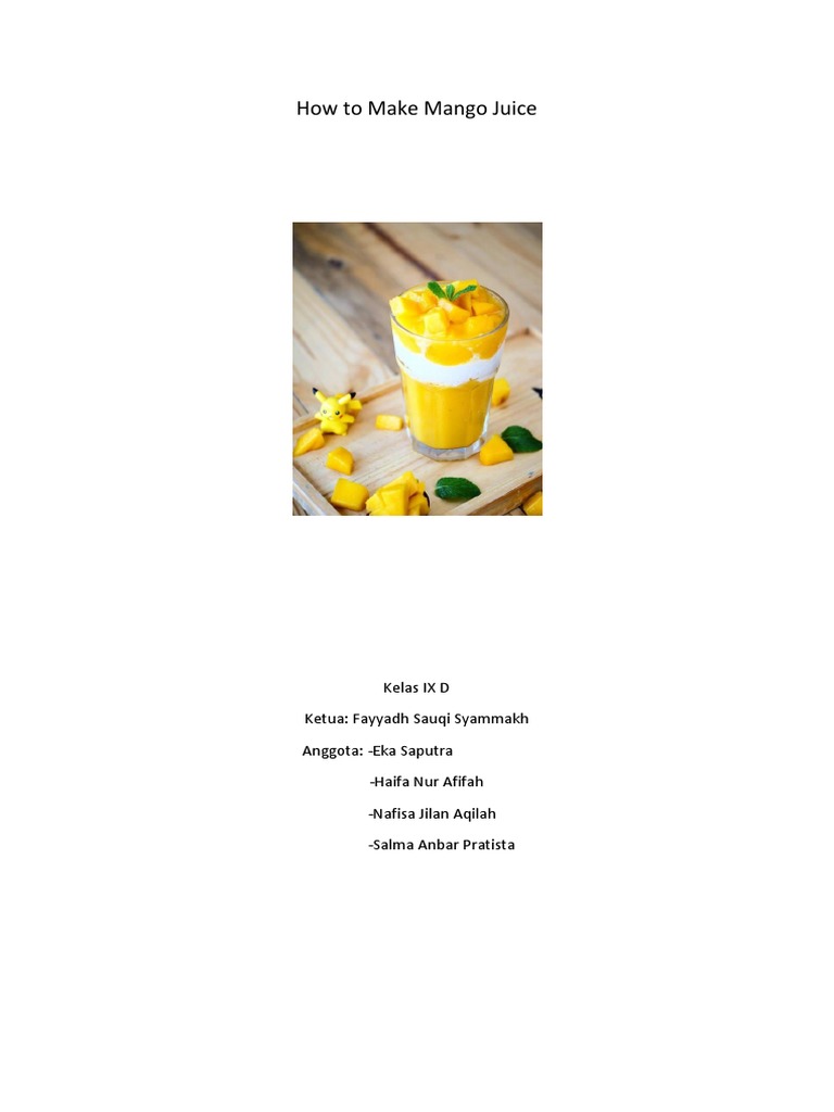 Procedure Text Mango Juice | PDF | Cooking, Food & Wine