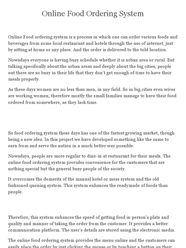 Online Food Ordering System | PDF | Restaurants | Foods