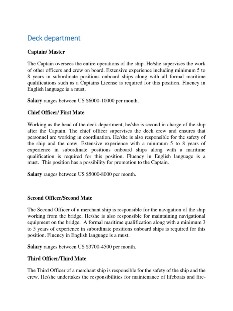 Ship Organization | PDF | Sea Captain | Shipping