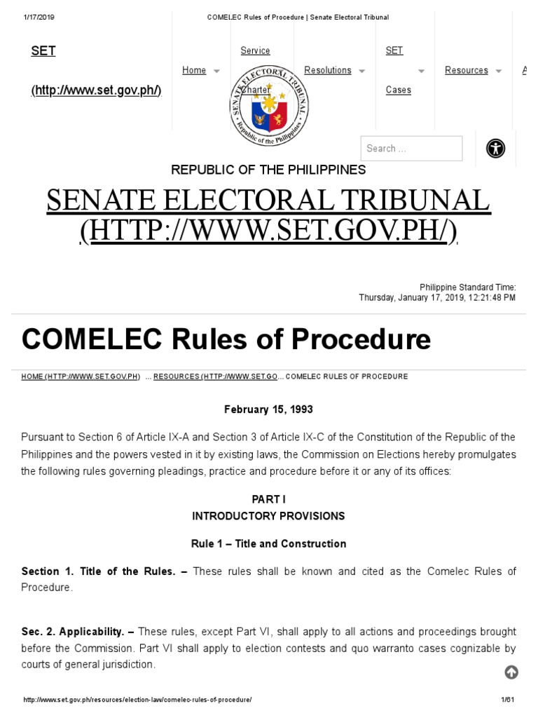 COMELEC Procedure | PDF | Intervention (Law) | Service Of Process