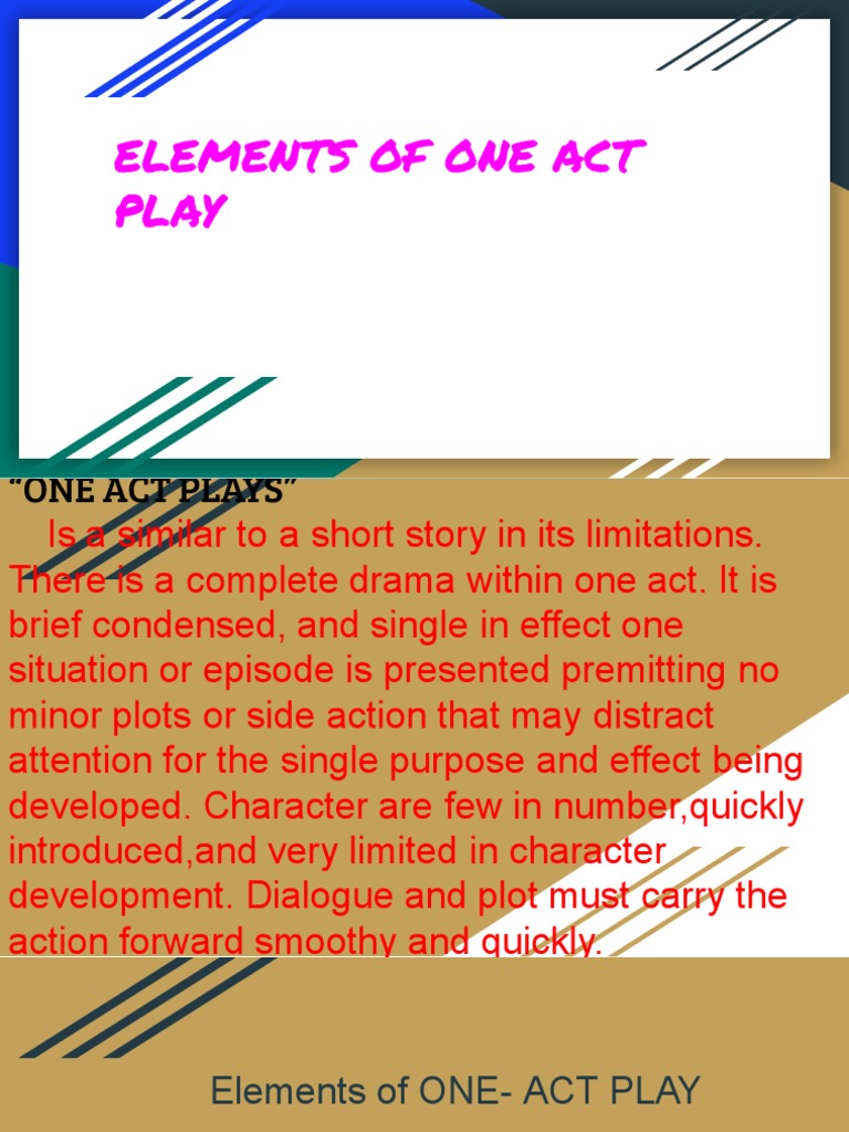 Elements of One Act Play | PDF