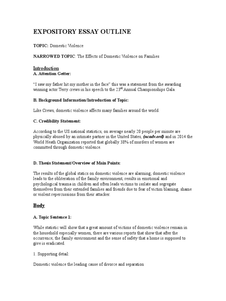Essay Outline | Download Free PDF | Domestic Violence | Violence