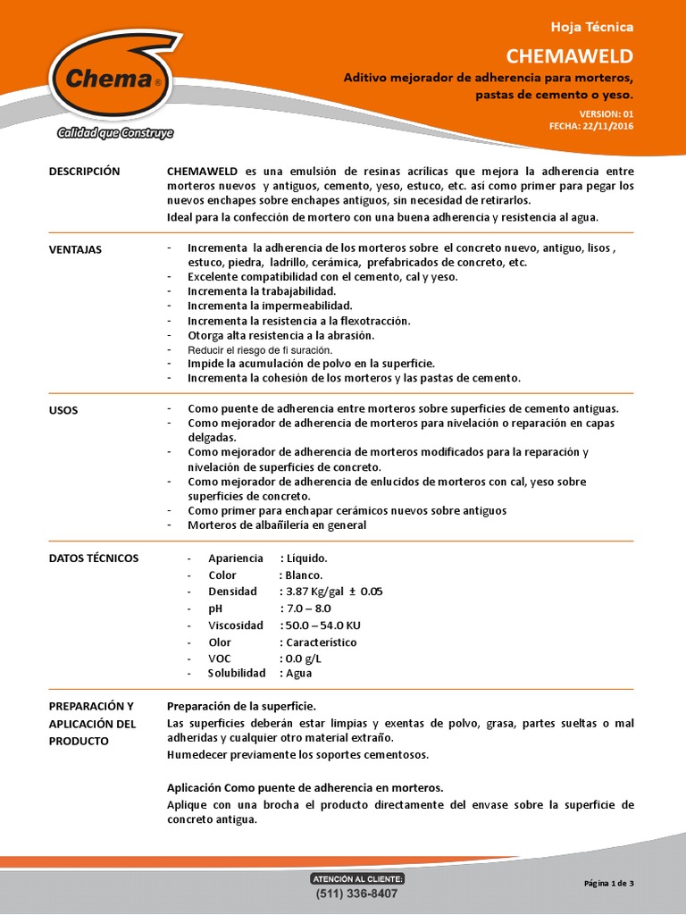 HT Chemaweld v01 2016 | PDF | Yeso | Hormigón