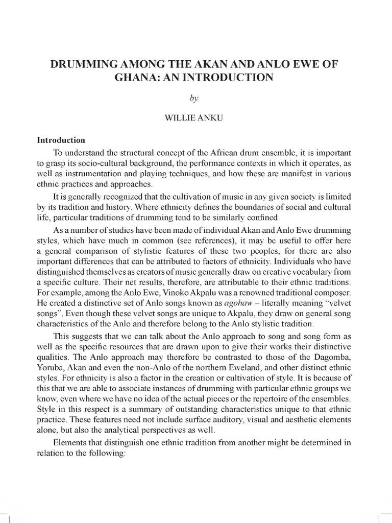 Drumming Among The Akan and Anlo Ewe of Ghana: An Introduction | PDF ...