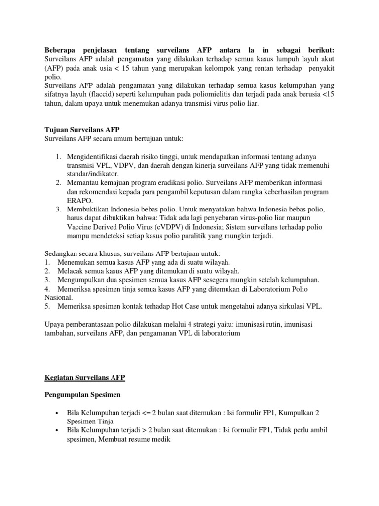 Kegiatan Surveilans AFP | PDF