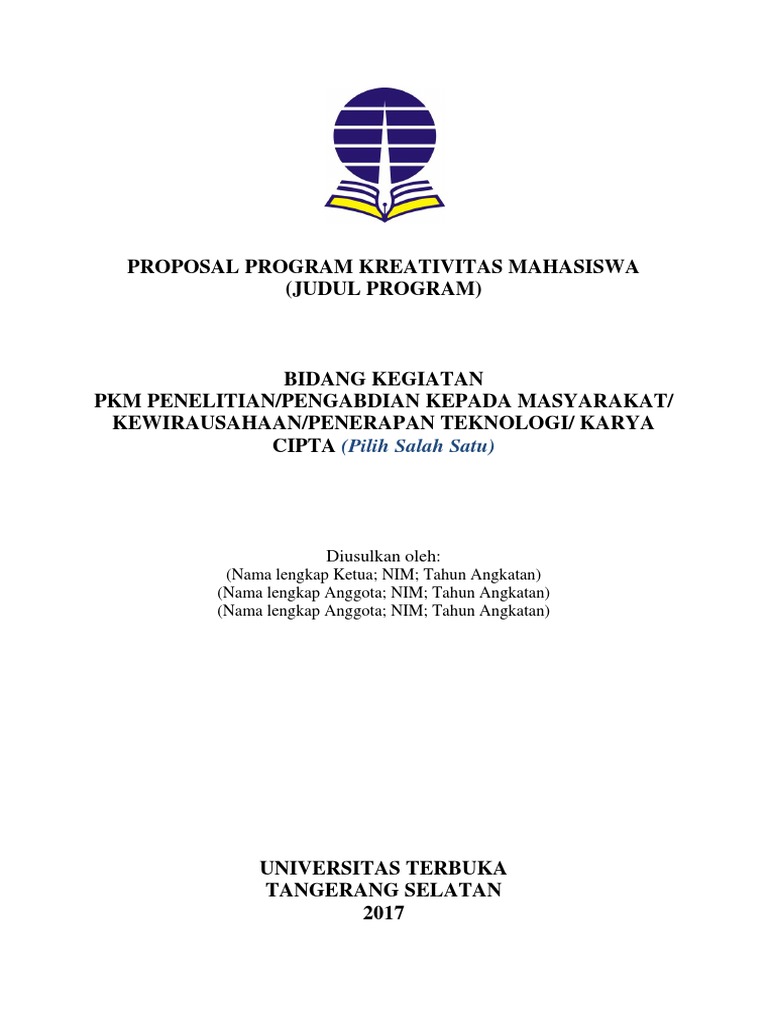 Format Sampul Dan Lembar Pengesahan PKM - Berbasis Proposal | PDF