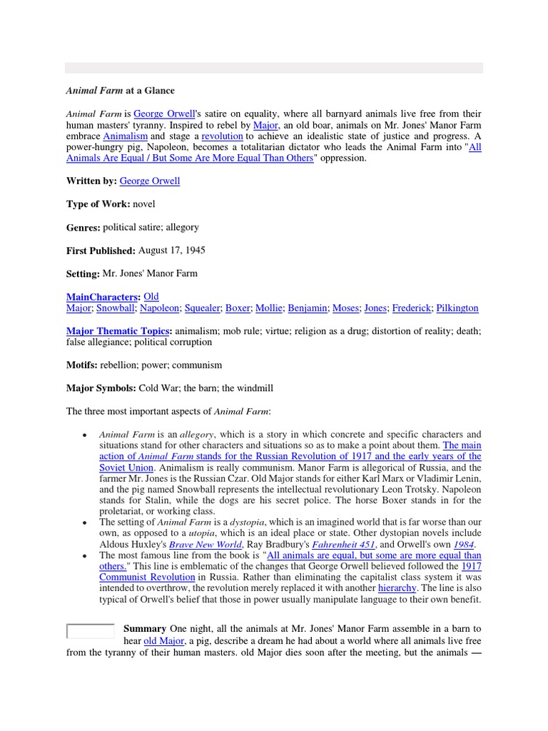 Animal Farm | PDF | Russian Revolution | Vladimir Lenin