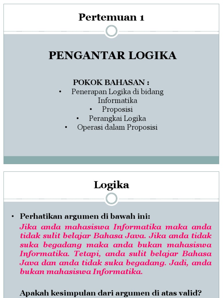Pert 1 Proposisi, Simbol | PDF