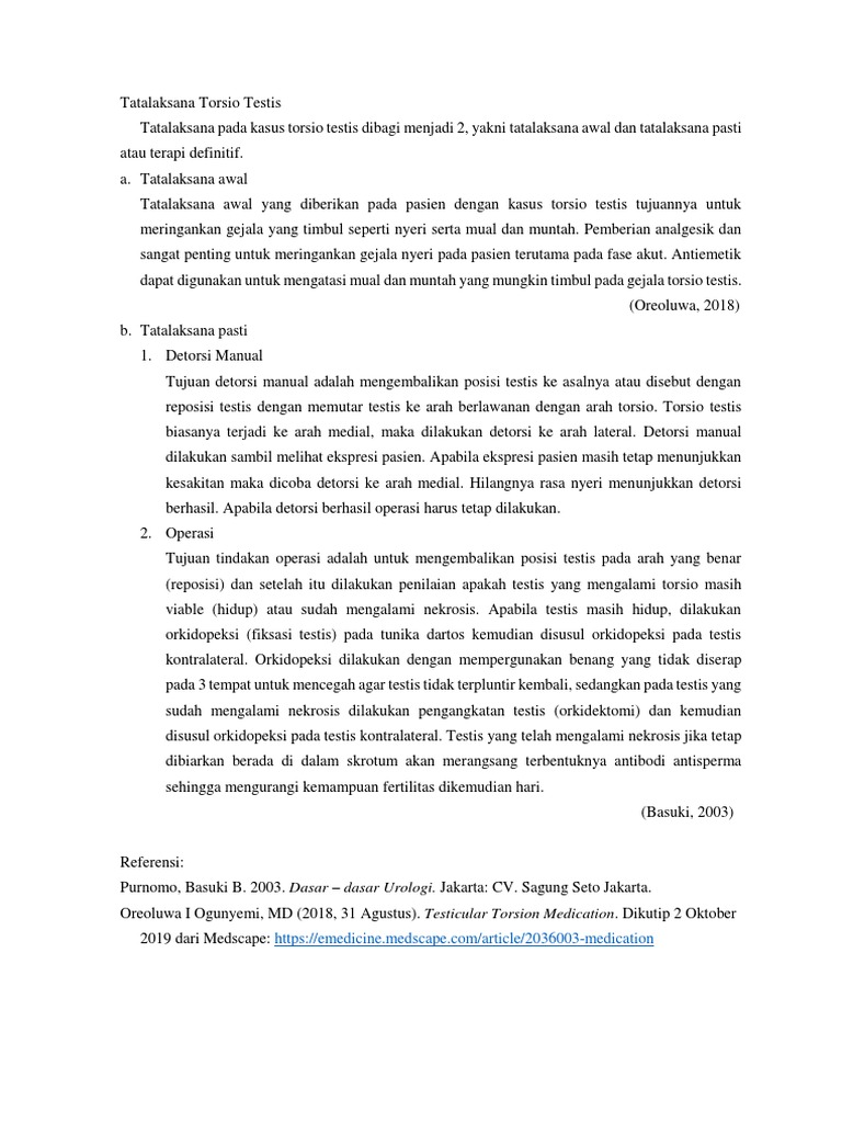 Tatalaksana Torsio Testis | PDF