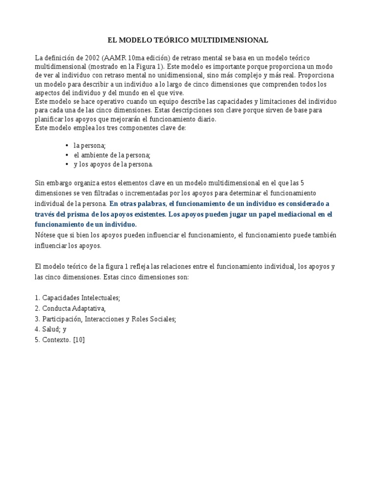 Modelo Multidimensional | PDF | Inteligencia | Discapacidad intelectual