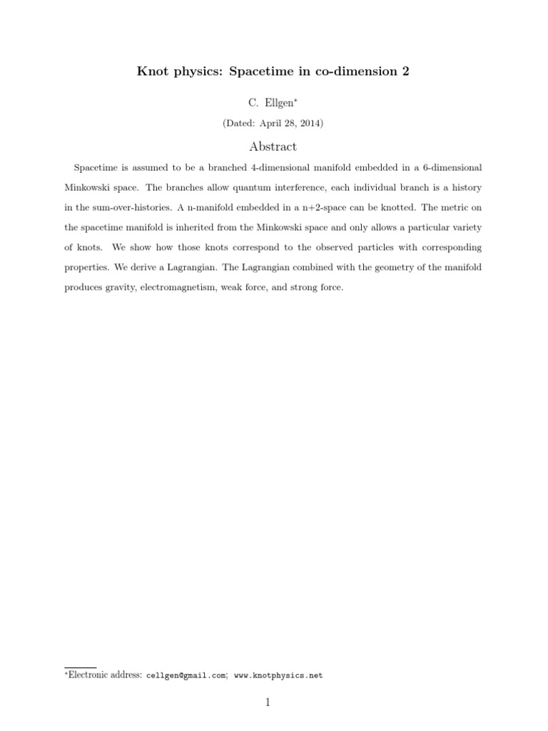 Knot Physics - Spacetime in Co - Dimension 2 1405 - 0223 v1 | PDF ...