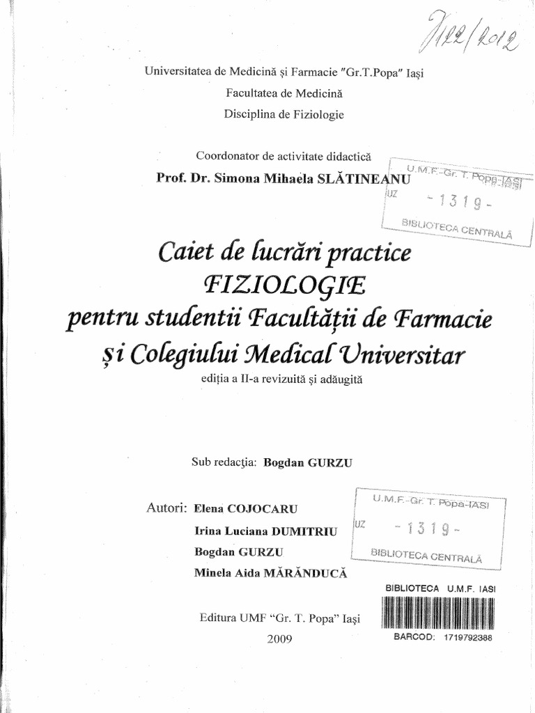 Caiet de Lucr (Ri Practice - Fiziologie | PDF