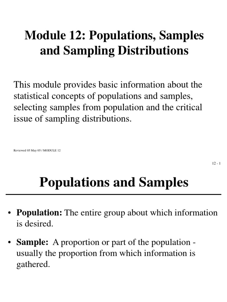 Understanding Populations and Sampling | PDF | Mean | Statistical Theory