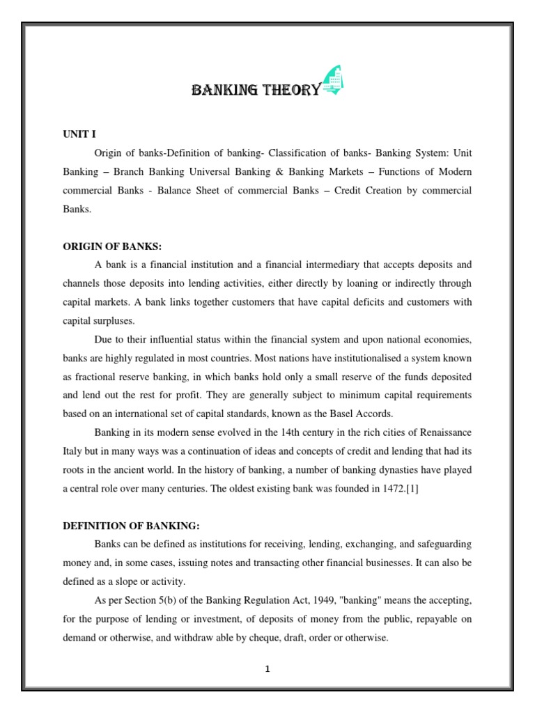 Banking Theory | PDF | Mortgage Loan | Banks