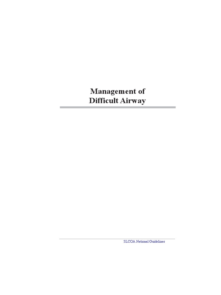 Management of Difficult Airway | PDF | Anesthesia | Breathing