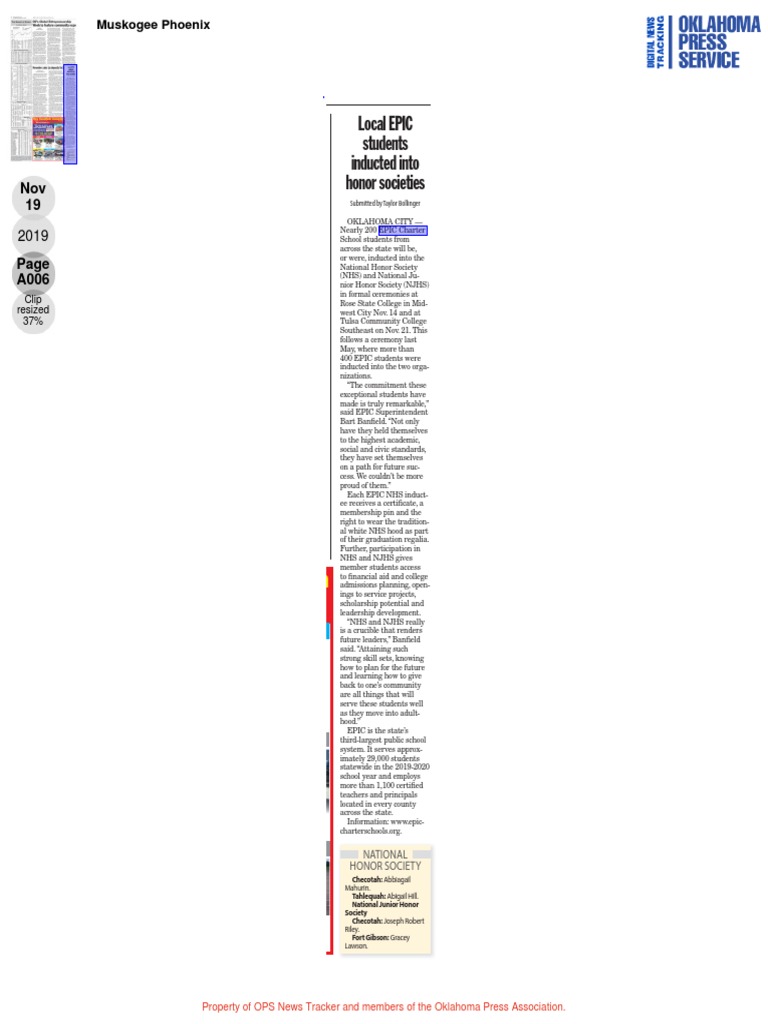 Local EPIC Students Inducted Into Honor Societies: Clip Resized 37% ...