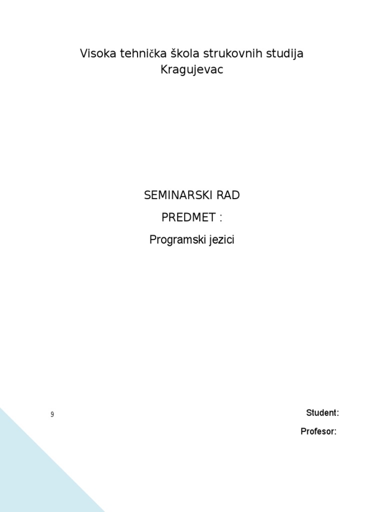 Programski Jezici Seminarski | PDF