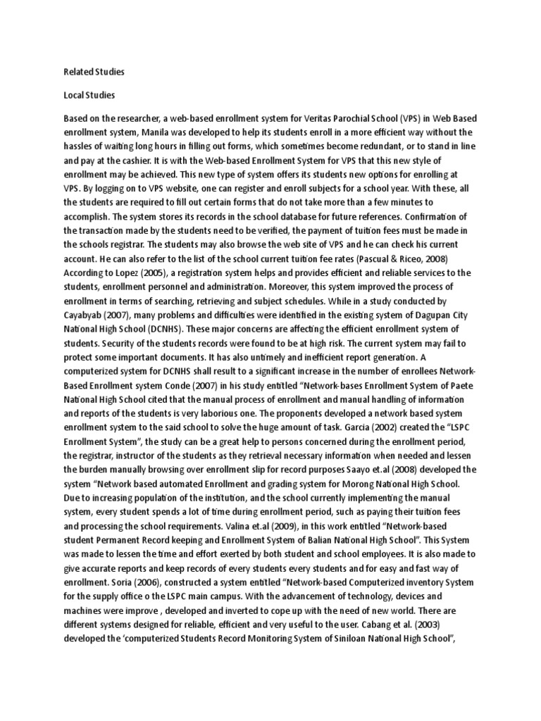 Reviews of Related Literature Enrollment System | PDF | Databases ...