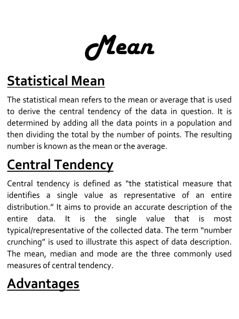Calculating Statistical Mean and Types of Averages | PDF | Arithmetic Mean | Average